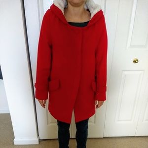 Jackets & Coats | Cozy Red Parka Coat Lined With Hood | Poshmark